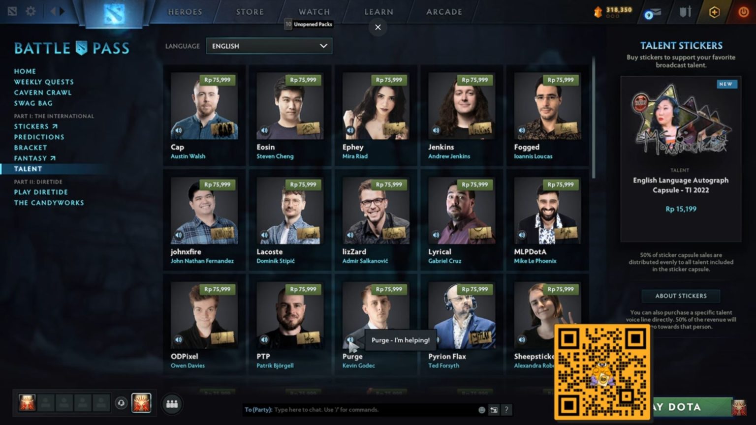 TI2022 Talent Autographs Chatwheel - Dota 2 | josuamarcelc