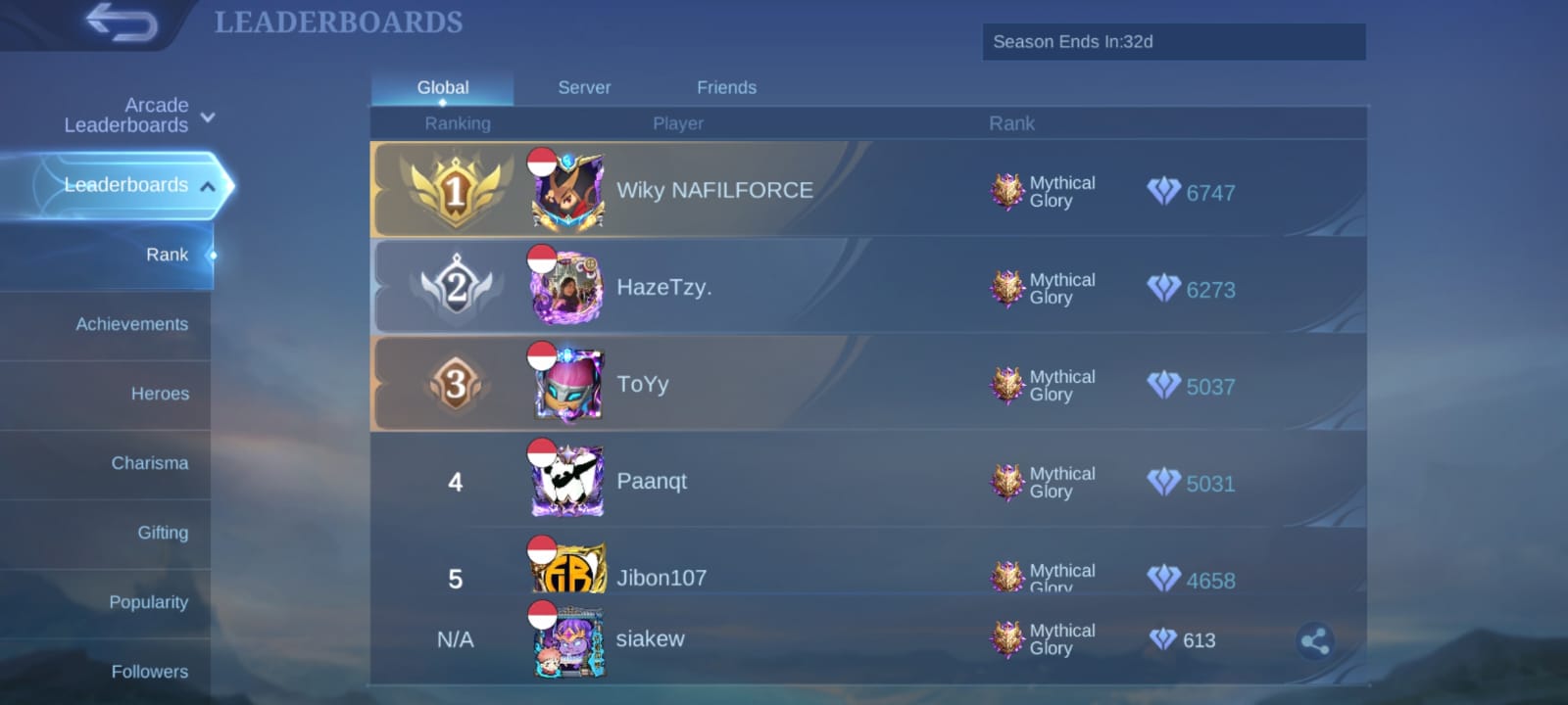 Mobile Legends Top Global Rank 2023 02 xx Josuamarcelc